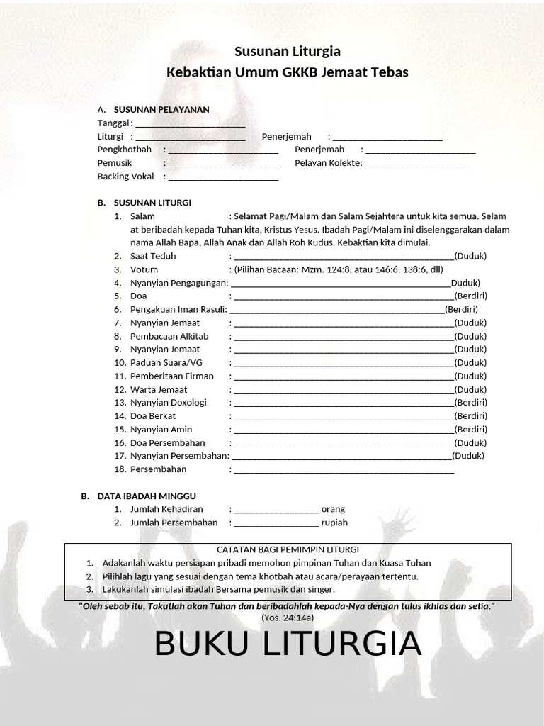 Susunan Liturgia GKKB Tebas-2021 | PDF
