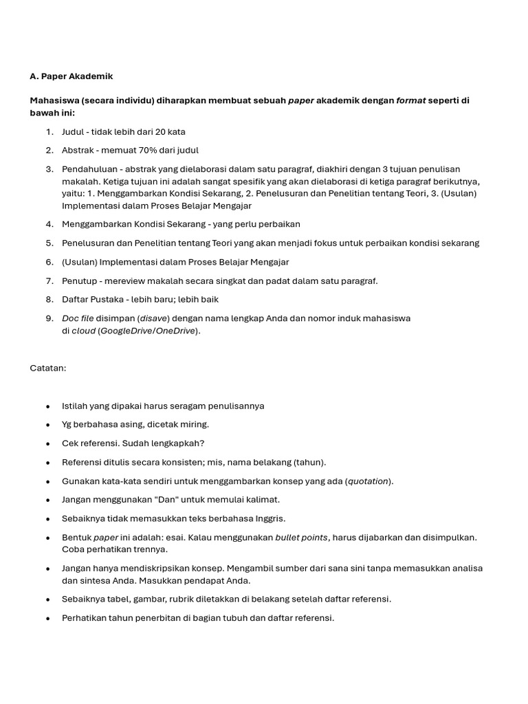 Panduan Penulisan Paper Akademik | PDF