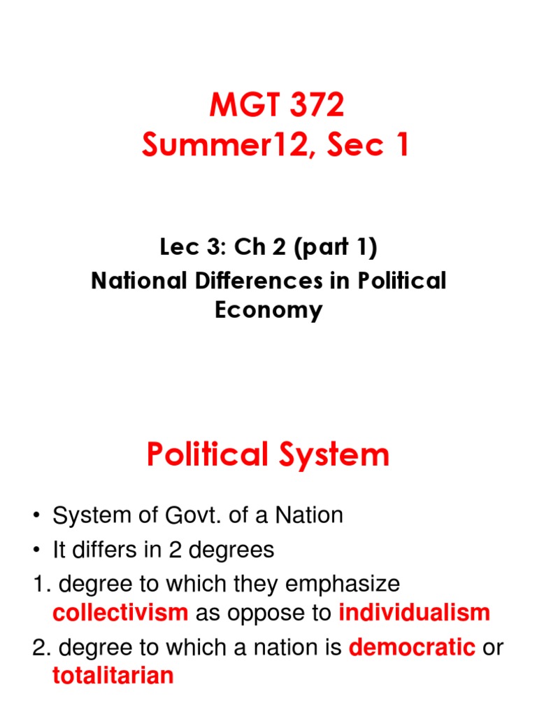 MGT 372 Lec 3 CH 2 1st Part | PDF | Economies | Democracy