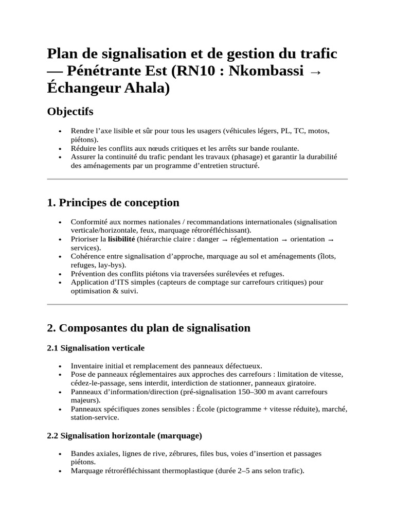 Plan de signalisation et gestion du trafic RN10 | PDF | Feu de ...