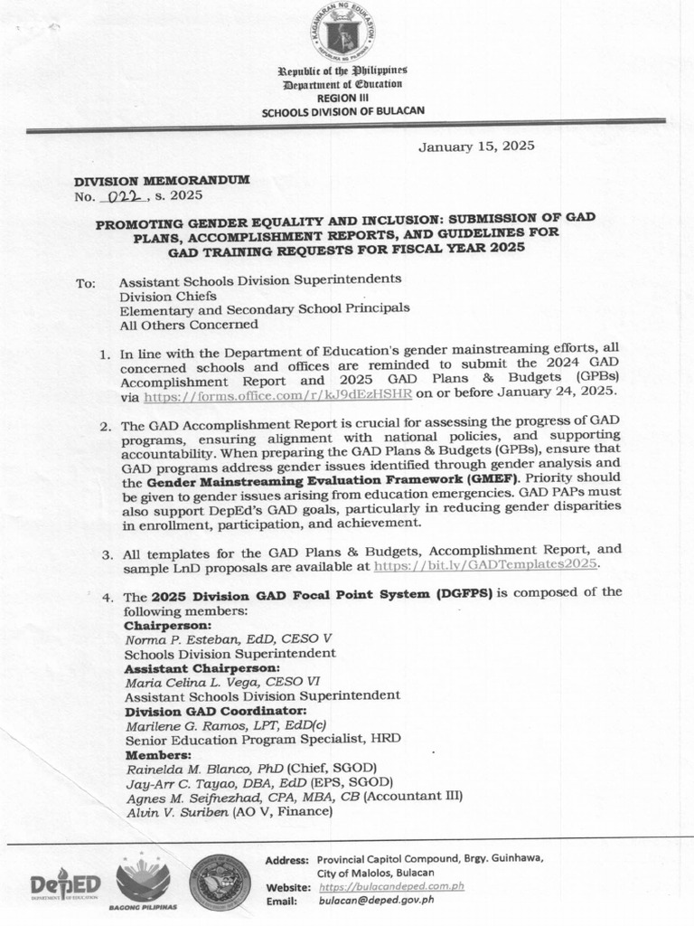 Division Memorandum No 022 S 2025 | PDF
