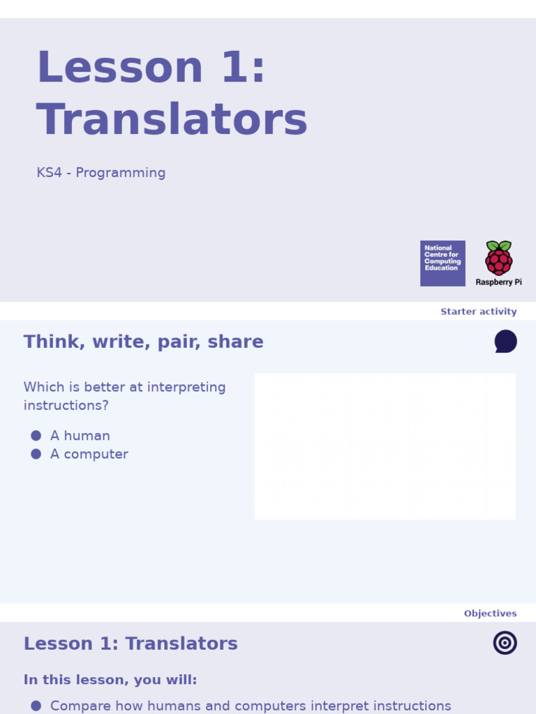 Lesson 01 Translators KS4 | PDF | Assembly Language | Computer Programming