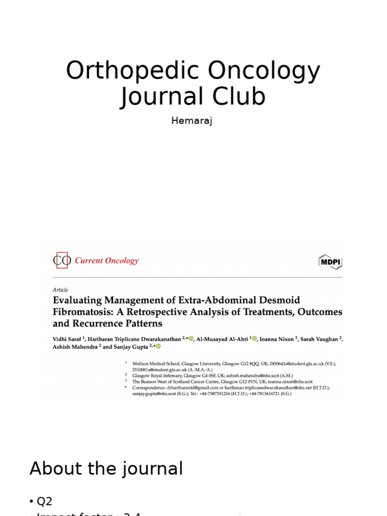 Journal Club Presentation | PDF | Medical Specialties | Diseases And ...