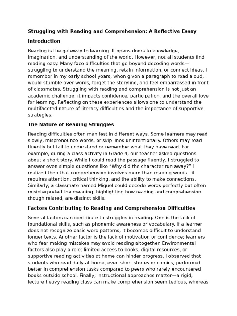 Overcoming Reading Comprehension Struggles | PDF | Reading ...