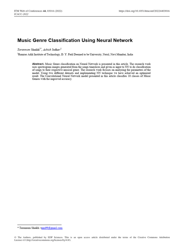 Neural Network Music Genre Classification | PDF | Machine Learning ...