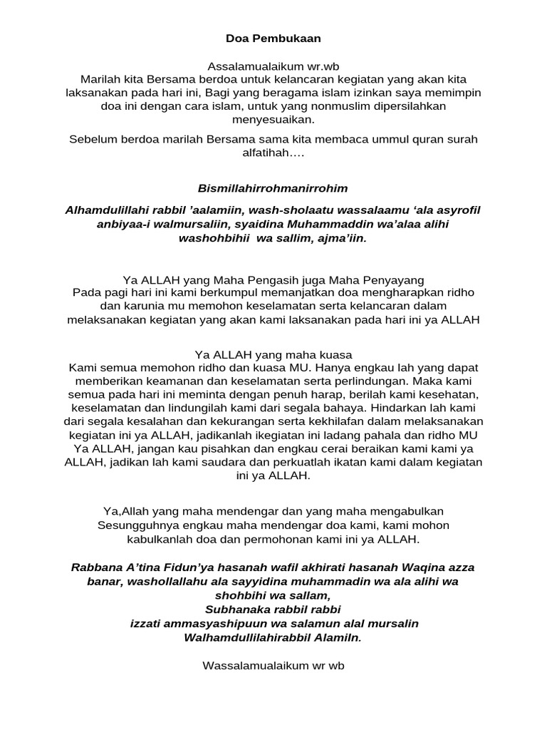 Doa Pembukaan | PDF