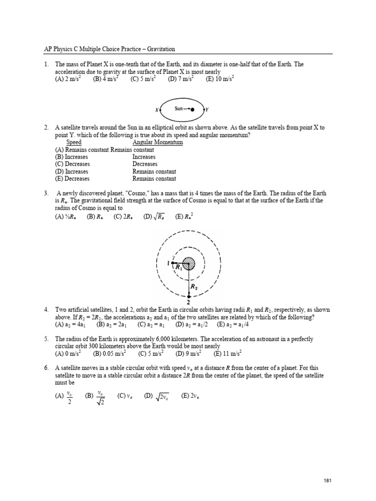 AP Physics C Gravitation MCQ | PDF | Orbit | Jupiter