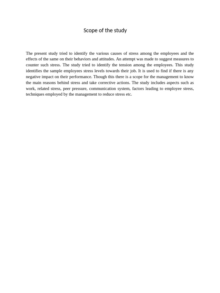 Scope of The Stress Managemnt | PDF