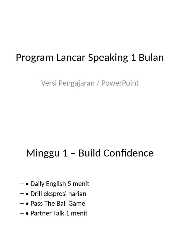 PowerPoint Lancar Speaking 1 Bulan | PDF