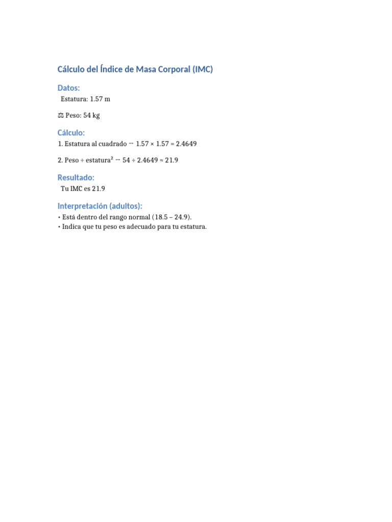Calculo IMC | PDF