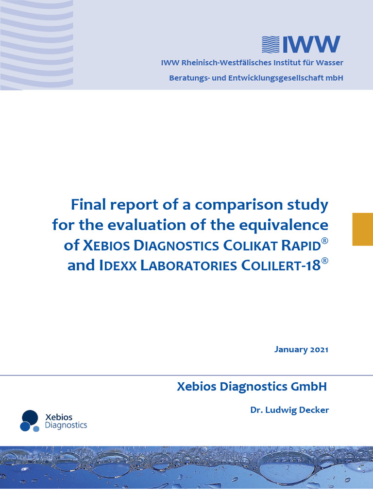 210112 IWW Final-Report-Colilert Colikat-study En | PDF