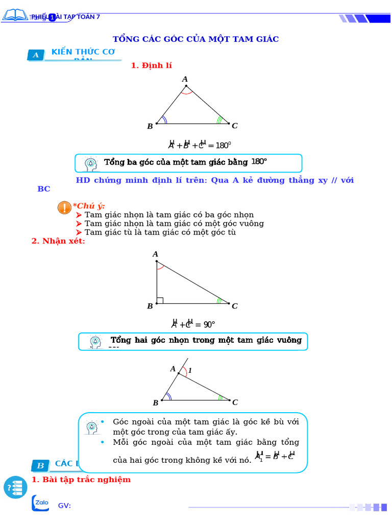 Tong Cac Goc Cua Mot Tam Giac | PDF