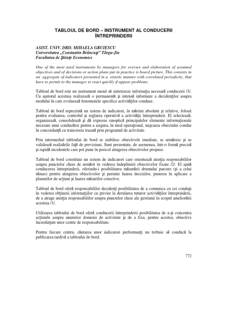 Tablou de Bord | PDF