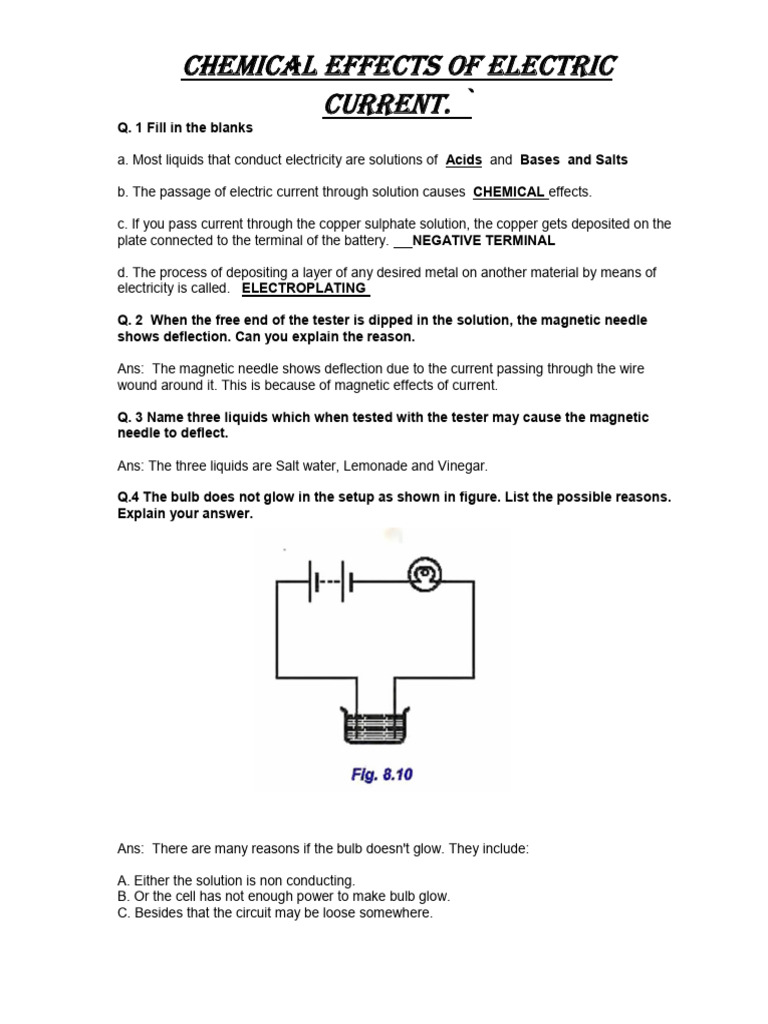 Chemical Effects of Electric Current | PDF | Electrode | Applied And ...