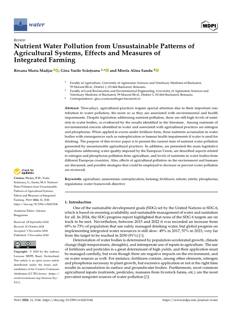 Nutrient Pollution from Agriculture: Impacts | PDF | Fertilizer | Nitrate