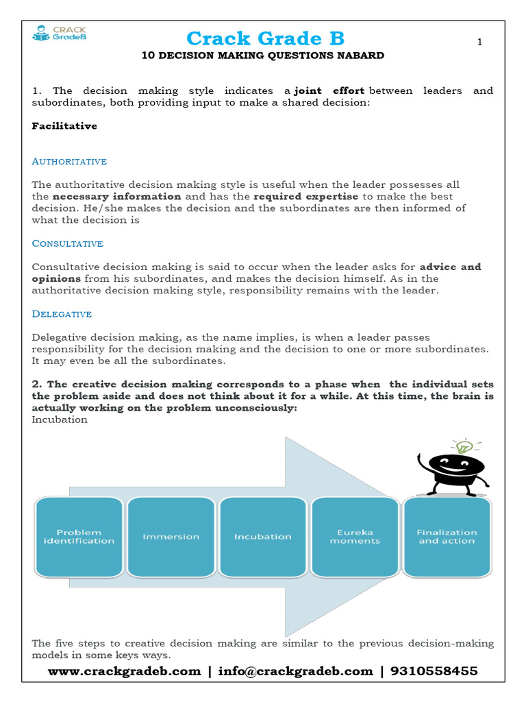 Nabard Grade a Decision Making Lyst1734435111130 | PDF | Cognition ...