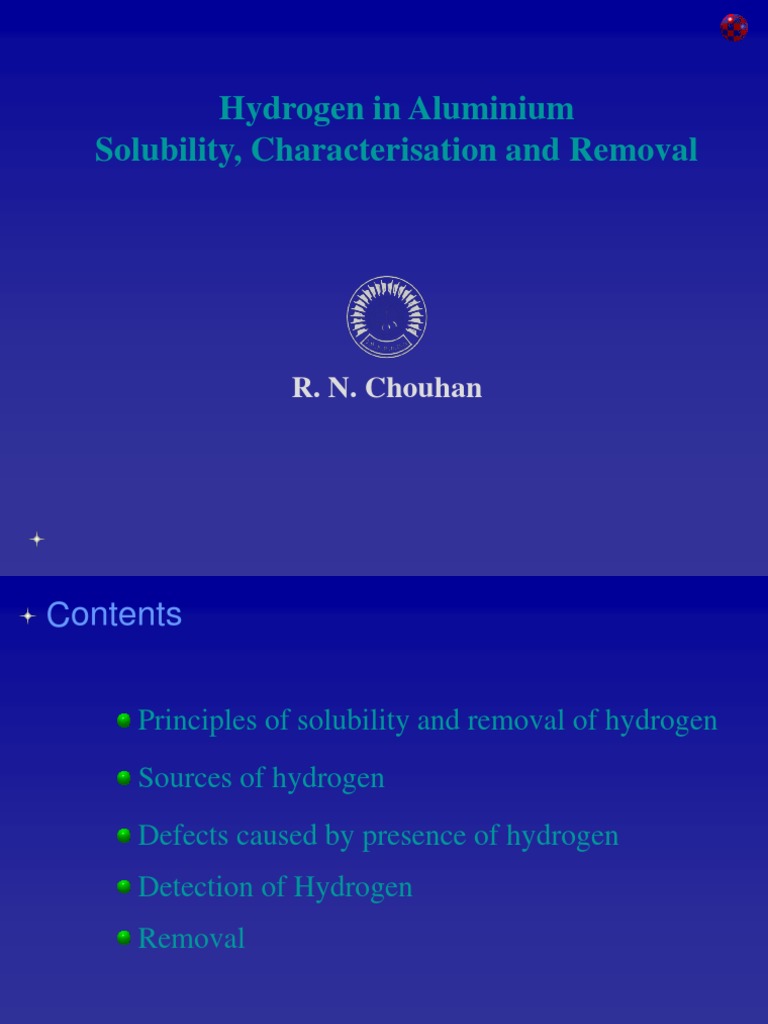 Hydrogen in Aluminium Solubility, Characterisation and Removal | PDF ...