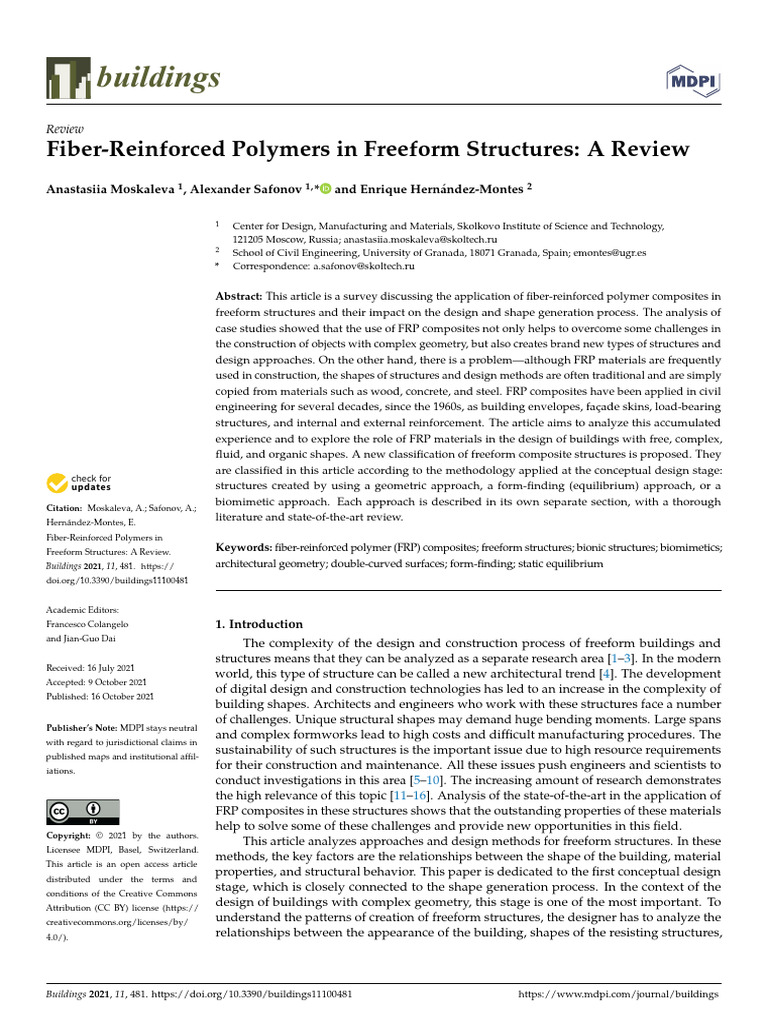 FRP in Freeform Structures - A Review | PDF | Composite Material ...
