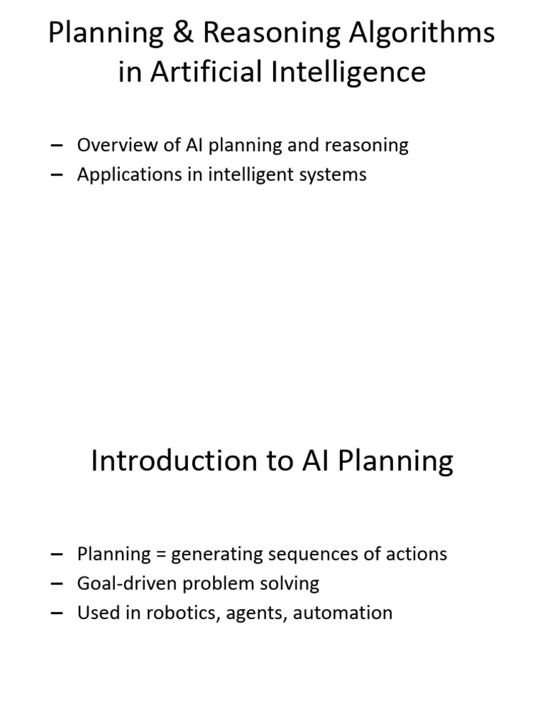 AI Planning and Reasoning Algorithms | PDF