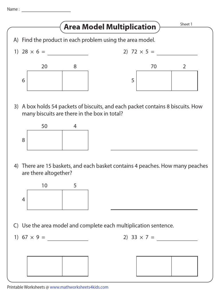 2digit by 1digit 1 Area Model | PDF