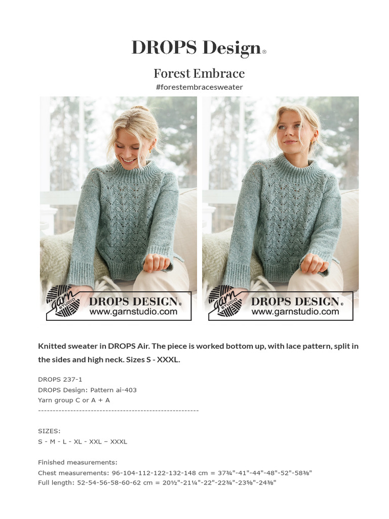 Forest Embrace Sweater Knitting Pattern | PDF | Knitting | Basic ...