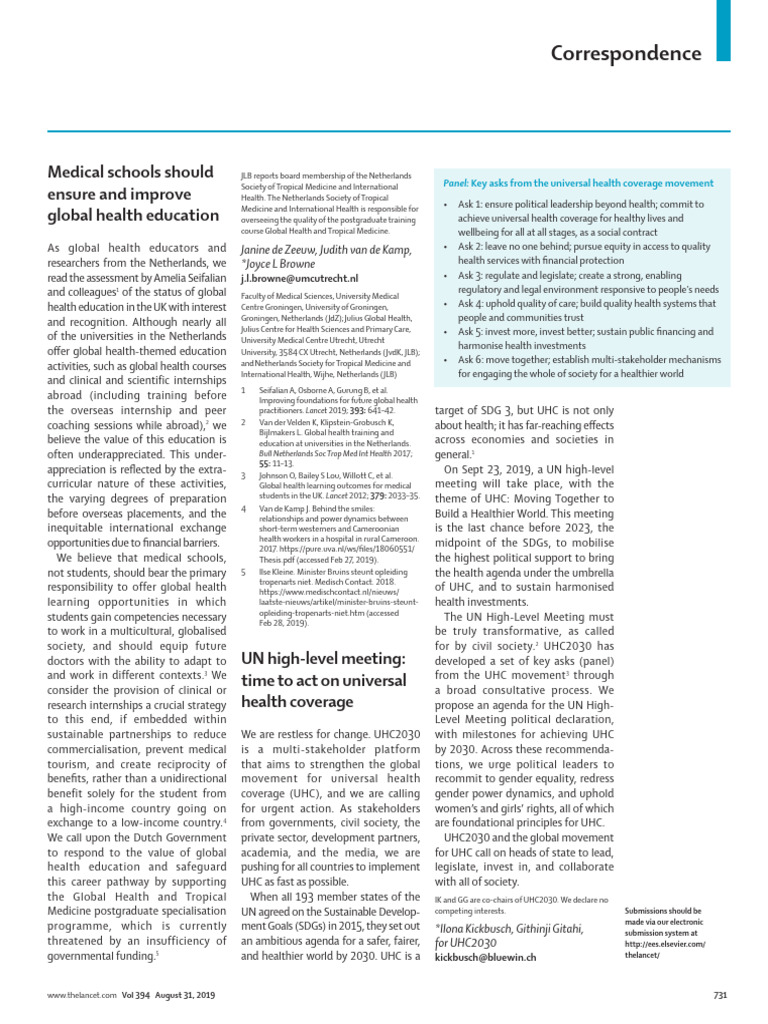 UN High Level Meeting Time To Act On Universal He | PDF | Organ ...