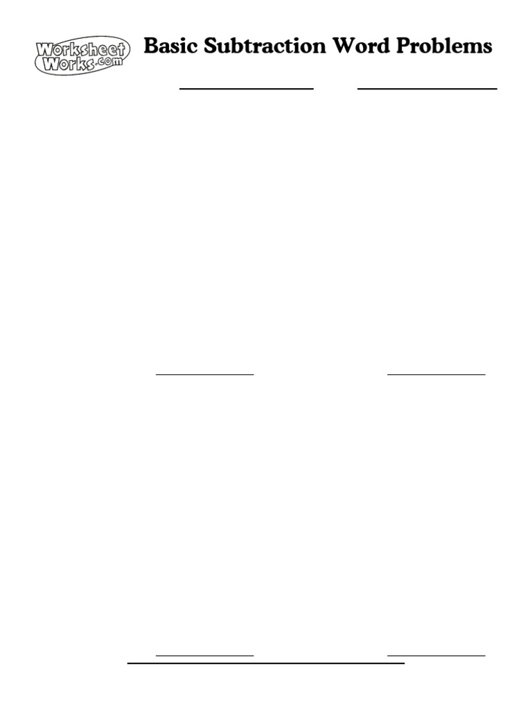 WorksheetWorks Basic Subtraction Word Problems 2 | PDF