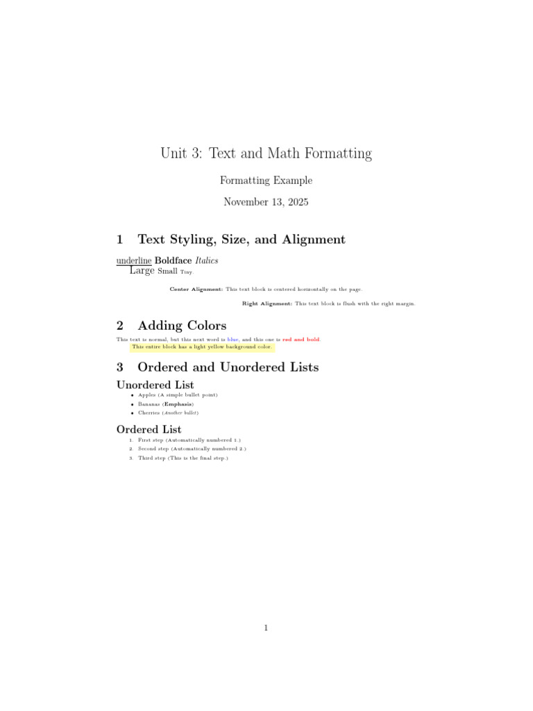 Text and Math Formatting Guide | PDF