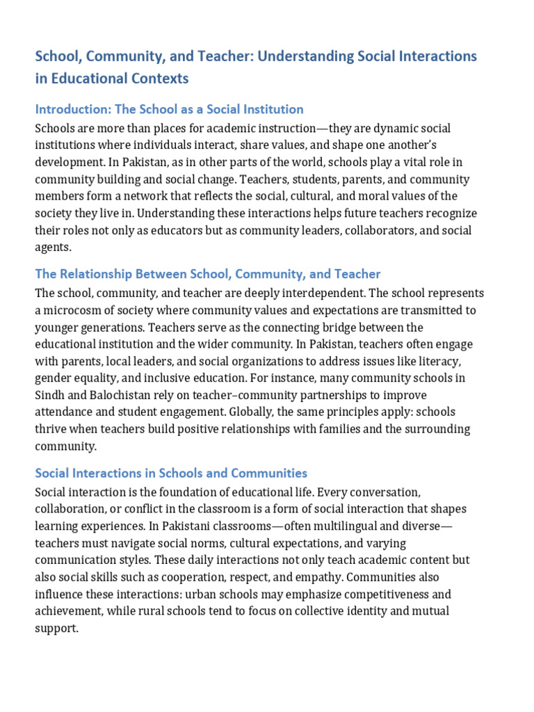 Capter 02 School Community and Teacher | PDF | Teachers | Community