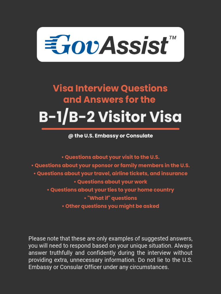 B-1&B-2 Interview Questions With Answers | PDF | Travel Visa