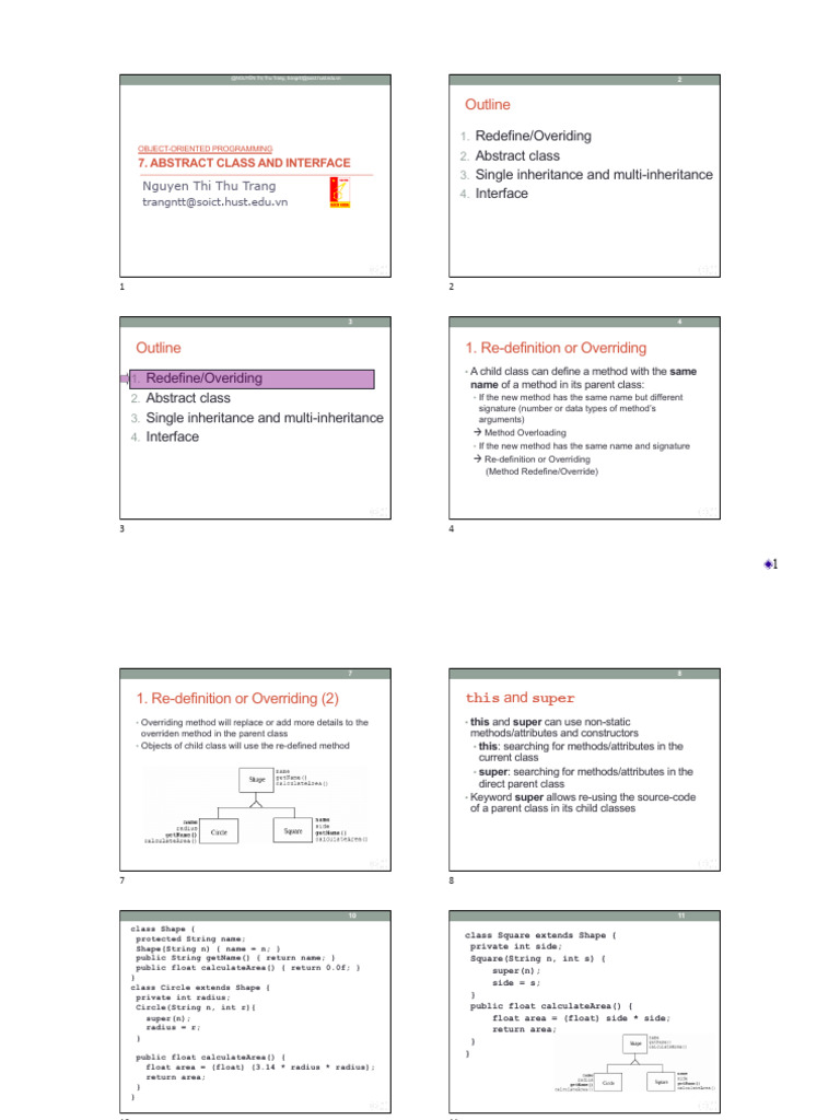 Abstract Classes and Interfaces in OOP | PDF | Method (Computer ...