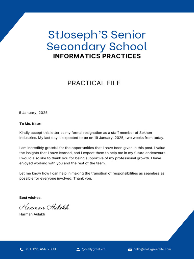 Resignation Letter from Harman Aulakh | PDF