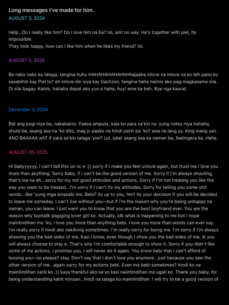 Long Messages I’Ve Made for Him | PDF