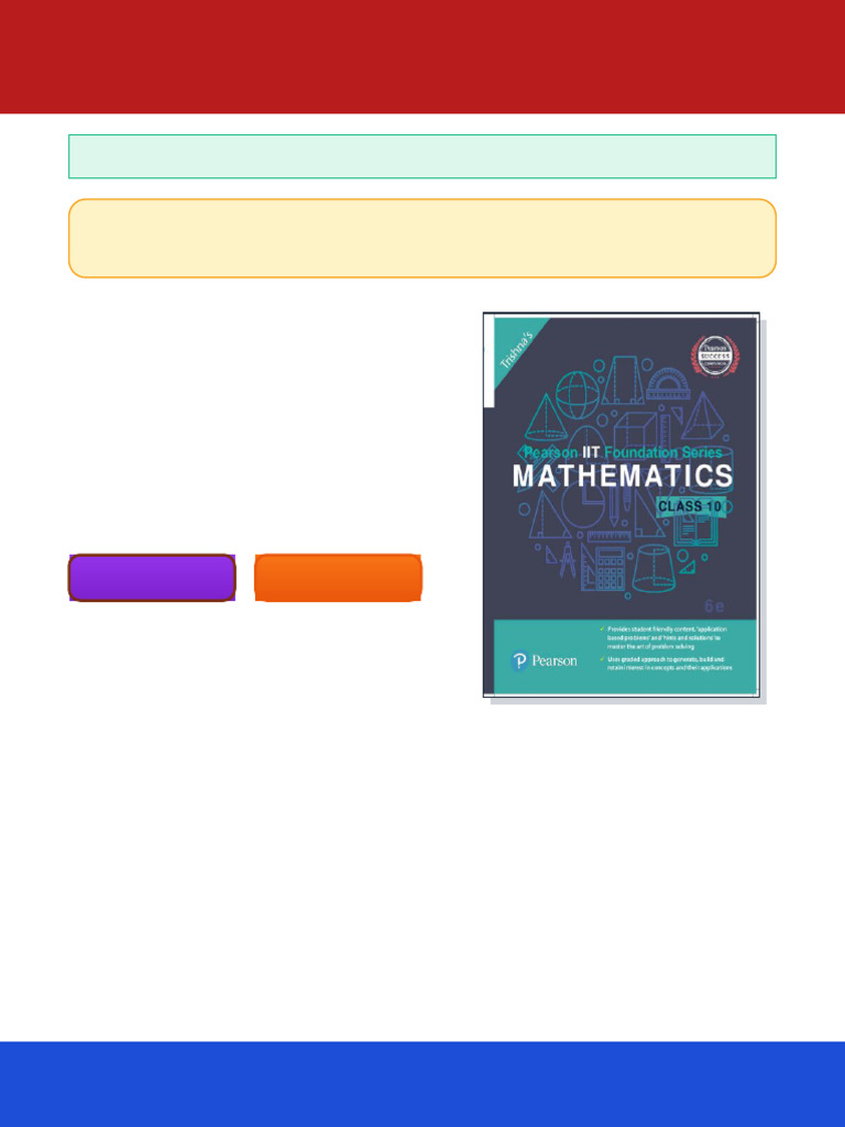 Pearson IIT Foundation Series Mathematics Class 10 6th Edition Trishna ...