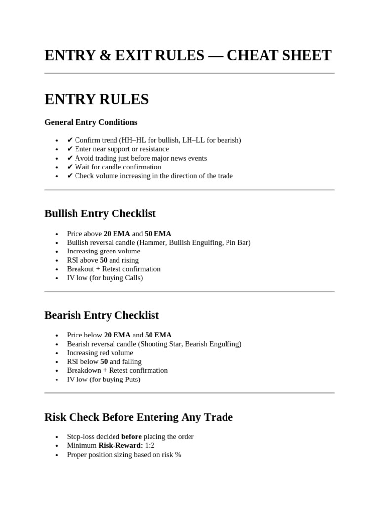 Trading Entry and Exit Rules Guide | PDF | Market Trend | Financial ...