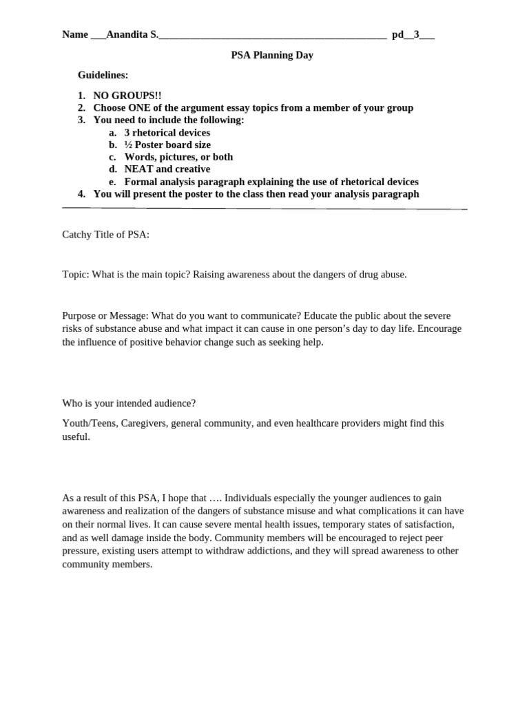 Copy of PSA Planning Day | PDF | Substance Abuse | Psychological Concepts