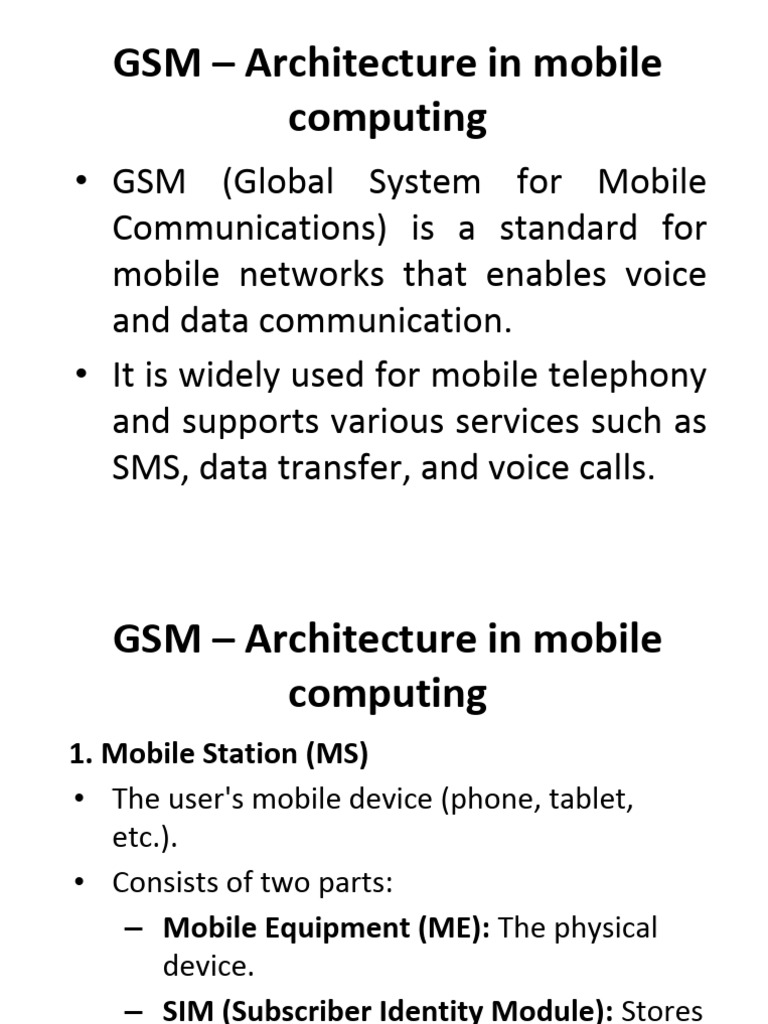 Unit 2 GSM - Architecture | PDF | Telecommunications | Digital Technology