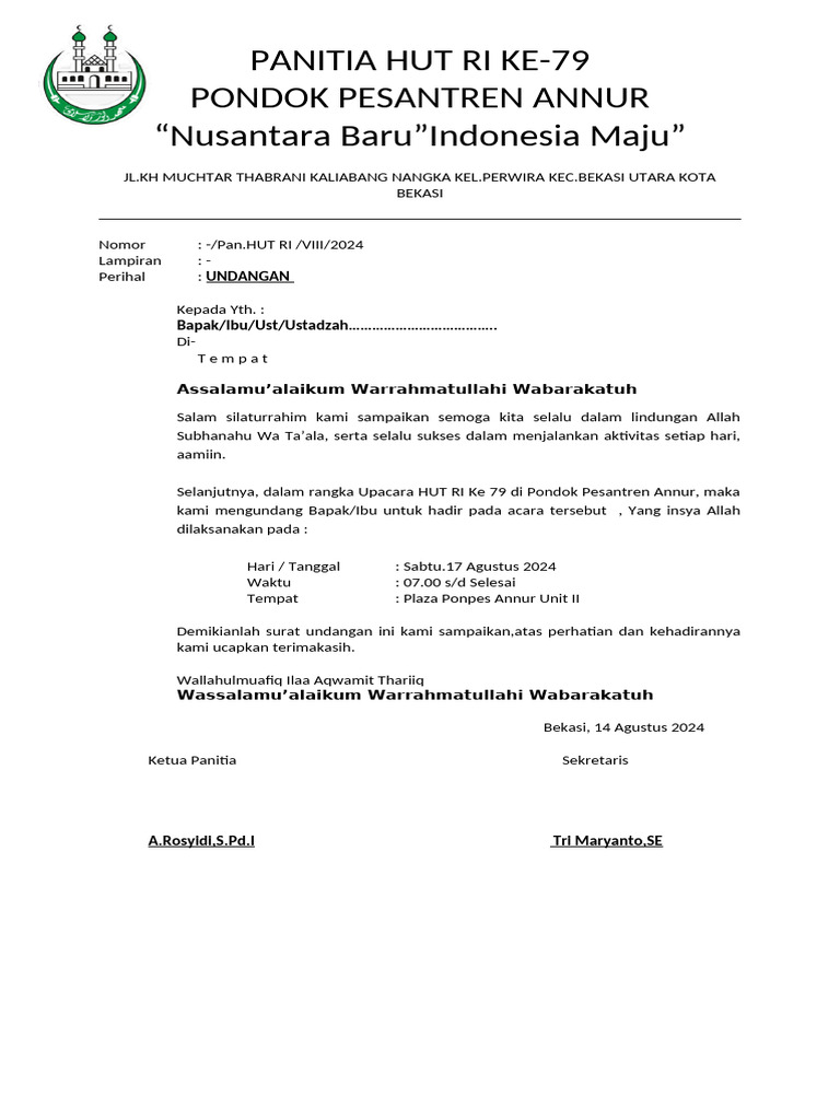 Undangan HUT Ri 77 | PDF