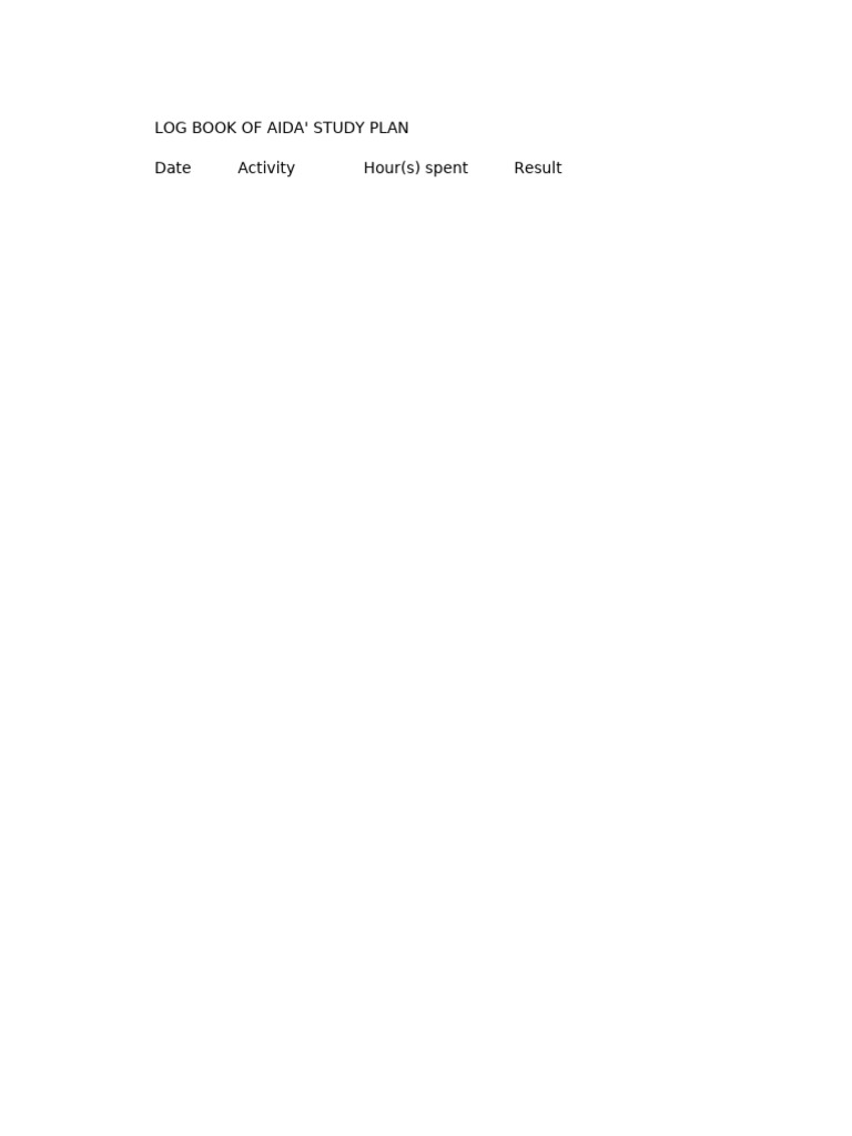 Study Plan Logbook | PDF