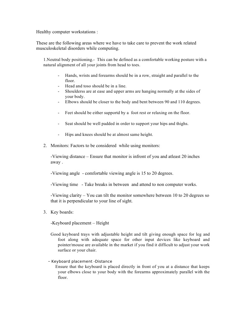 Healthy Computer Workstations | PDF | Chair | Computer Keyboard