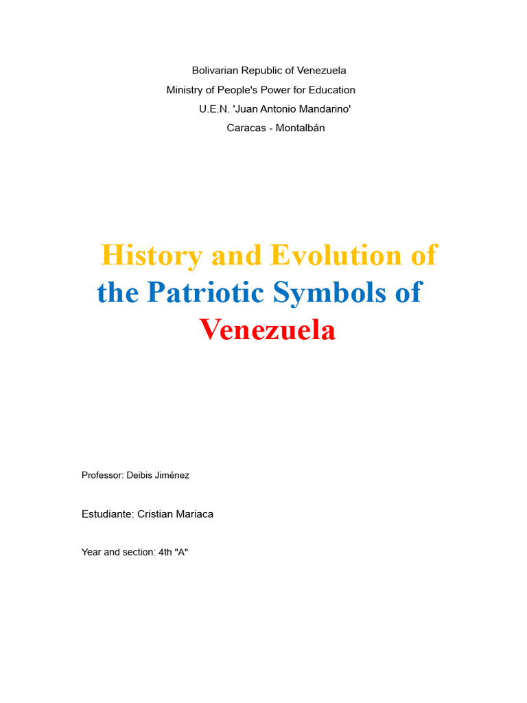 History of Venezuela's Patriotic Symbols | PDF