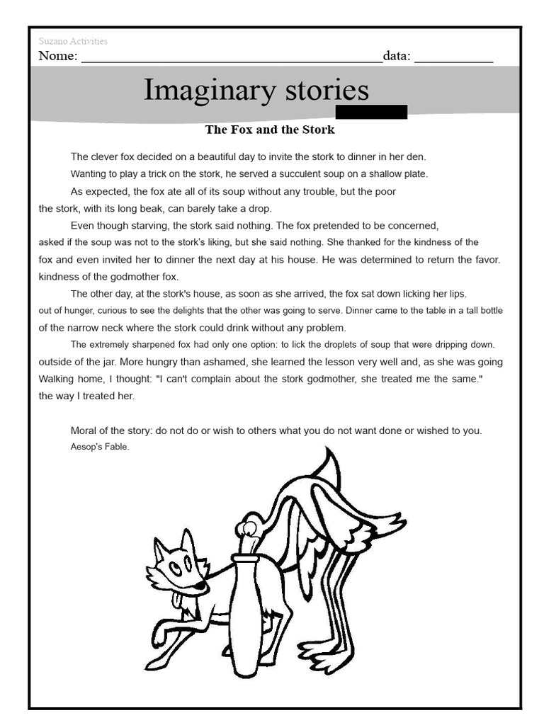 Aesop's Fable: Fox and Stork Activities | PDF | Aesop | Fable