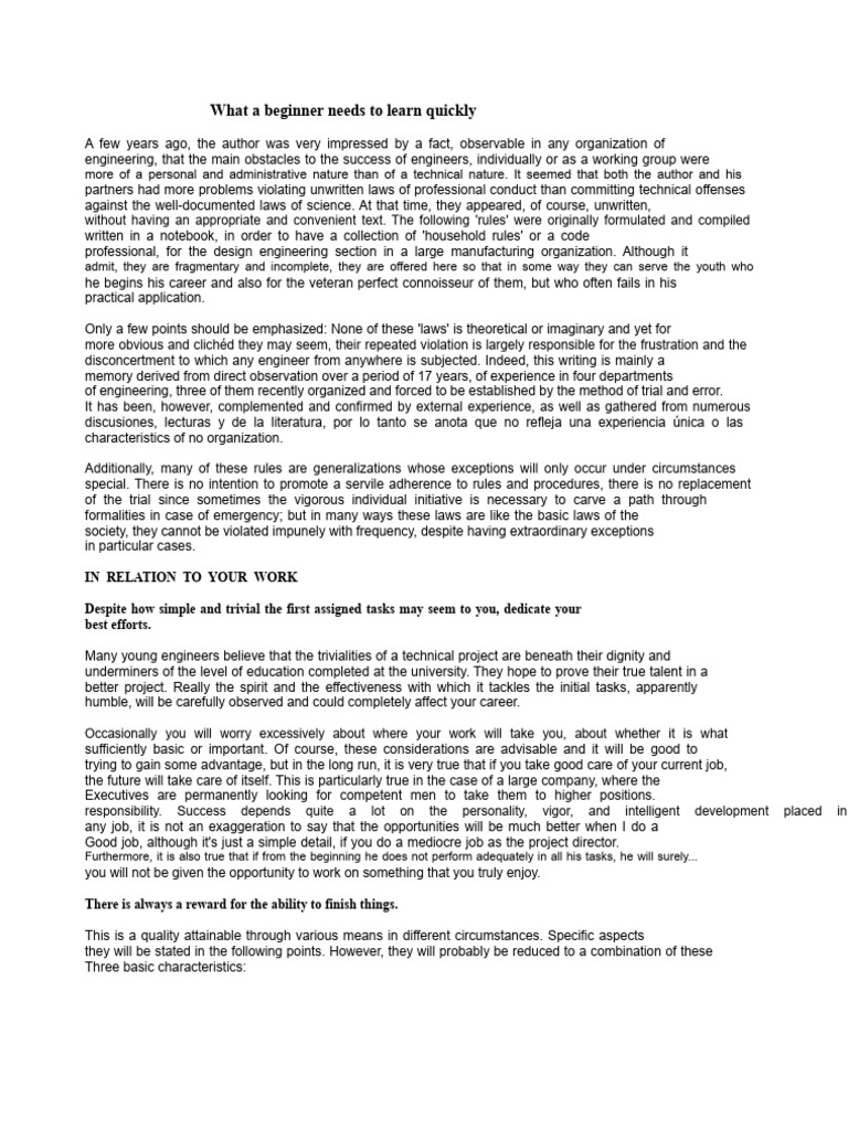 Essential Rules for New Engineers | PDF | Knowledge | Mind