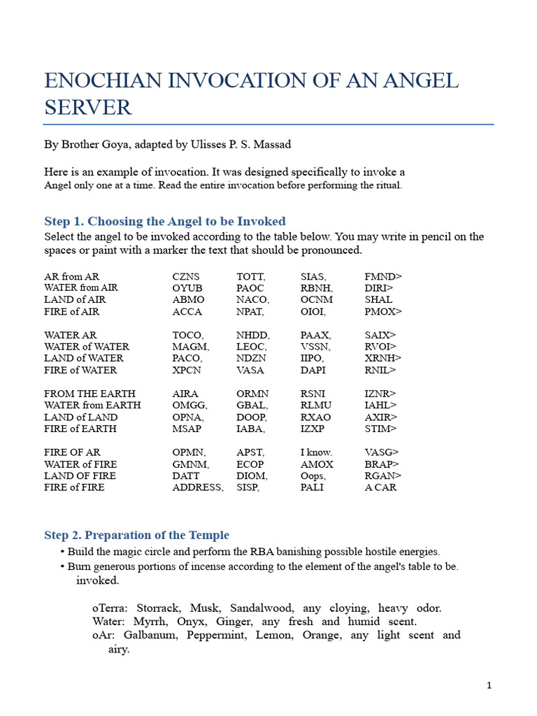 Enochian Angel Invocation Guide | PDF | Rituals | Esotericism
