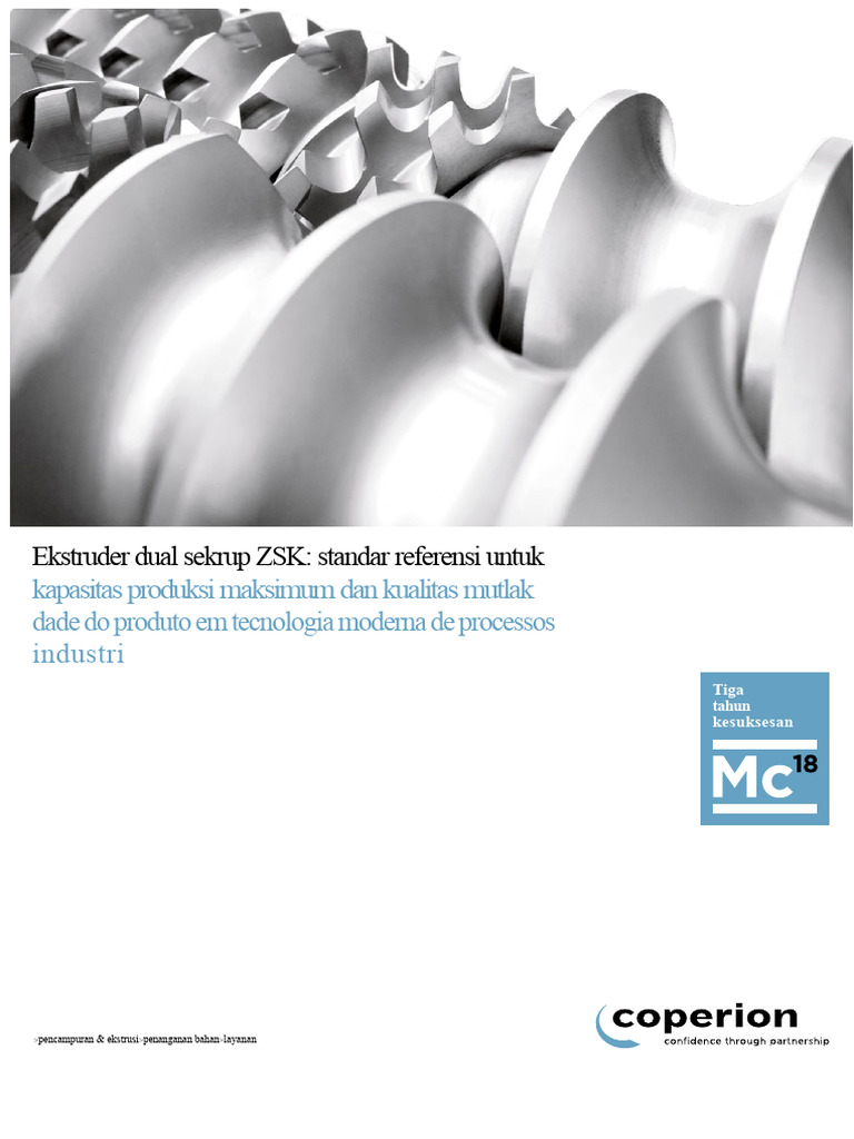 Ekstruder Dual Sekrup ZSK: Kualitas dan Kapasitas Maksimal | PDF