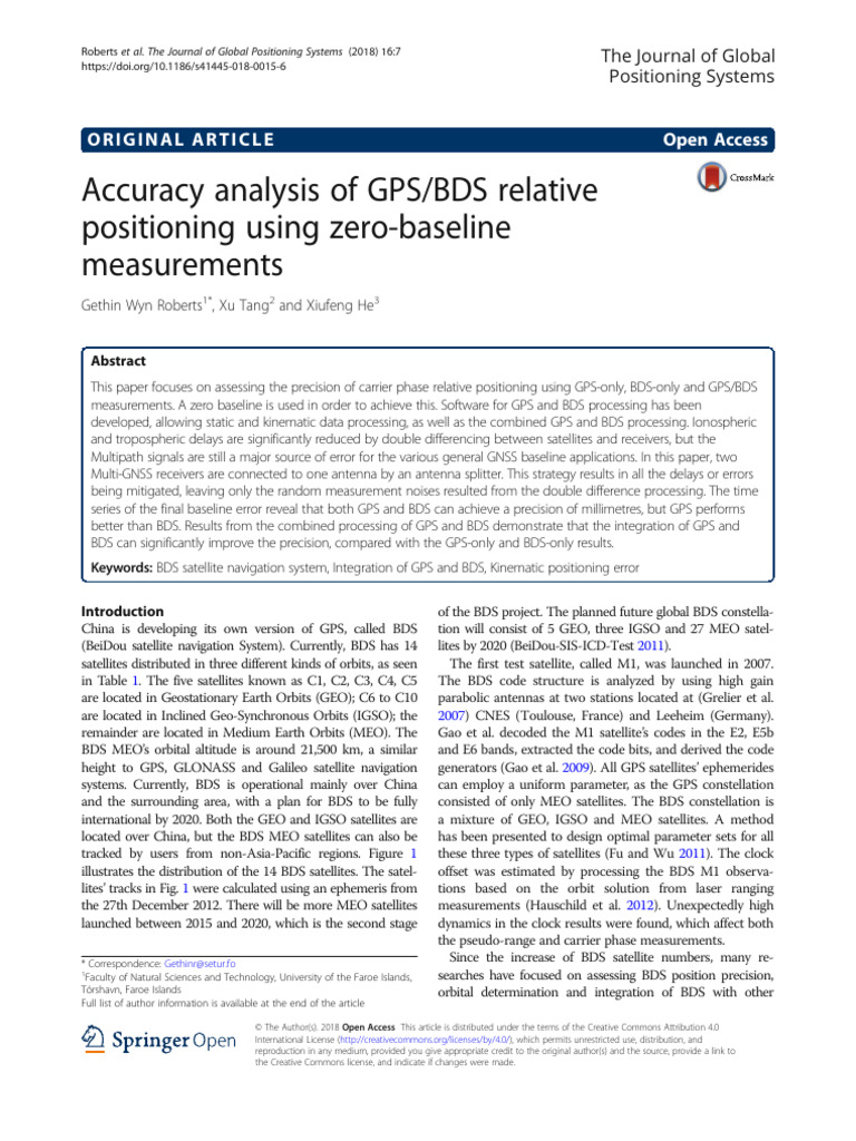 Accuracy Analysis of GPSBDS Relative Positioning Using Zero-baseline ...