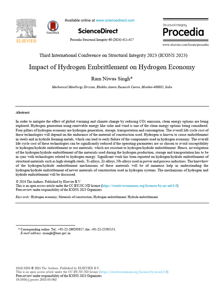 Hydrogen Embrittlement in Energy Materials | PDF | Hydrogen | Fracture