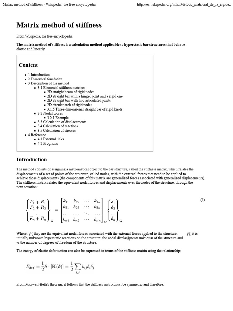 Stiffness Matrix Method Explained | PDF | Matrix (Mathematics) | Stiffness
