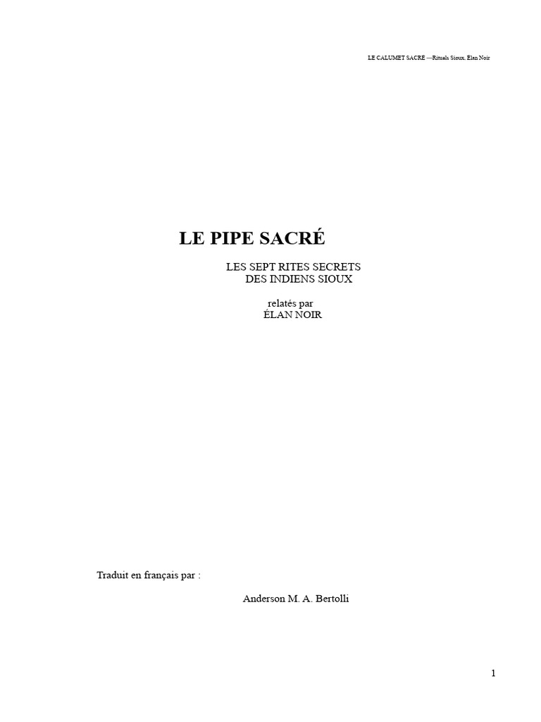 Rituels Sioux et le Calumet Sacré | PDF | Dieu | Amérindiens des États-Unis