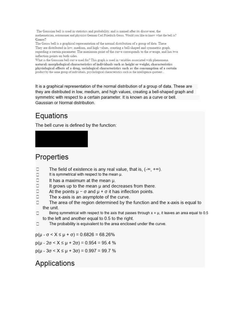 The Gauss bell.docx | PDF | Normal Distribution | Mathematical Objects